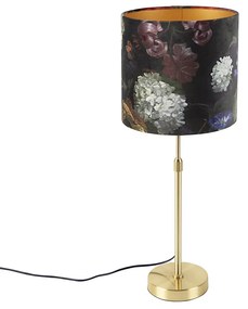 Stolní lampa zlatá / mosaz se sametovým odstínem květiny 25 cm - Parte