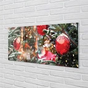 Obraz na skle Snow Vánoční ozdoby 140x70 cm
