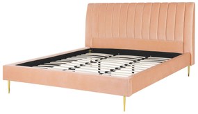 Sametová postel 180 x 200 cm, broskev MARVILLE Beliani