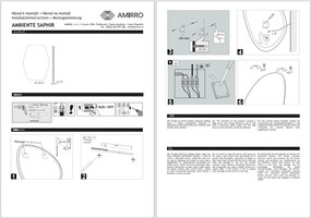 Zrcadlo do koupelny na zeď do pokoje do ložnice do předsíně na chodbu bez vypínače AMBIENTE SAPHIR 60 x 80 cm s LED podsvícením  po celém obvodu 412-467