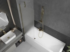 Mexen Next, vanová zástěna 1-křídlová 60 x 150 cm, fixní křídlo, 6 mm námraza sklo, zlatý profil, 895-060-000-00-30-50