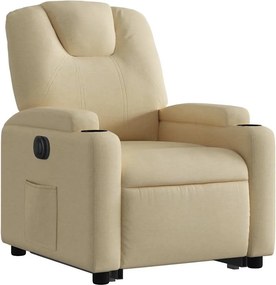 Elektrické zvedací polohovací křeslo krémové textil 3204401
