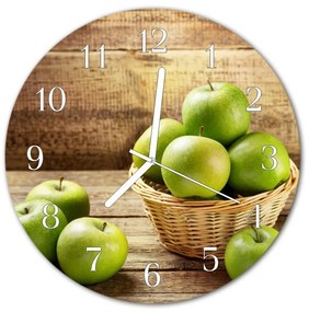Nástenné skleněné hodiny jablko fi 30 cm