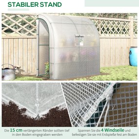 Outsunny fóliový skleník na rajčata 200x100x215cm s oknem ze síťoviny a rolovacími dveřmi UV ochrana v bílé barvě pro rostliny a zahradu