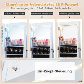 Costway Uzamykatelná šperkovnice s integrovaným make-up zrcadlem, nastavitelnými