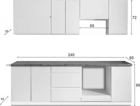 Kuchyňská linka Aspen 240cm bílá