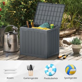 Costway Venkovní úložný box 96 L palubní box s uzamykatelným víkem a šedým