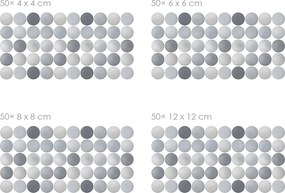 Akvarelové puntíky šedé 50 ks textilní přelepitelné samolepky na zeď 50 ks 4x4 cm