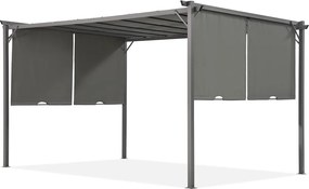 Antracitová pergola Sevilla 4x4m s moskytiérou a závěsy Garden Point