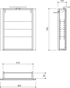 Sapho Sapho, GRETA galerka s LED osvětlením, 60x70x14cm, černá mat, GR065-0035