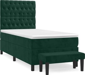 Box spring postel s matrací tmavě zelená 80 x 200 cm samet 3137992