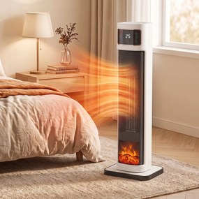 HOMCOM Keramický topný ventilátor, 2000 W, 4 režimy, termostat, dálkové ovládání, úsporný