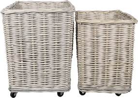 Sada 2ks proutěných košů French Basket Grey s kolečky – 59*41*50/ 51*33*45 cm