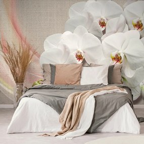 Samolepící tapeta bílá orchidej na plátně - 300x200 cm