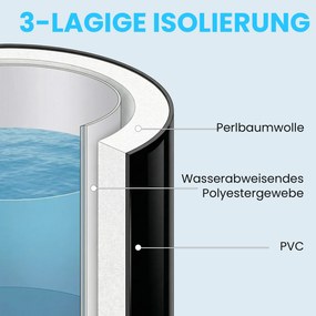 Outsunny nafukovací ledová vana 280 l — přenosná studená lázeň s krytem a pumpou, vícevrstvé zateplení, Ø78 x 71 cm
