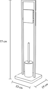 WC štětka s držákem na toaletní papír ARLE, 77 cm – černá