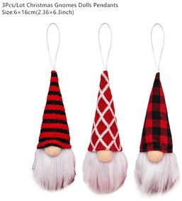 Vánoční dekorace - vánoční skřítek na stromeček Barva: Doll--691--Red 3Pcs