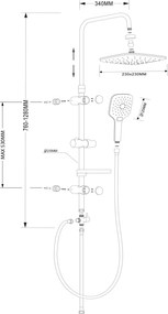 Aqualine KERA sprchový sloup s napojením na baterii chrom SL430
