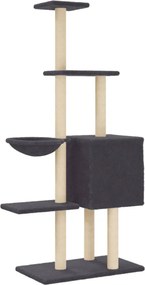 Škrabadlo pro kočky se sisalovými sloupky tmavě šedé 145 cm 172096