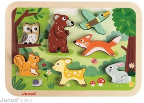 Janod Dřevěné vkládací puzzle pro nejmenší Chunky Lesní zvířata