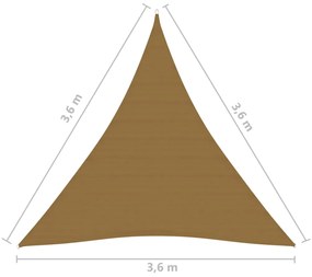 Stínící plachta 160 g/m² taupe 3,6 x 3,6 x 3,6 m HDPE