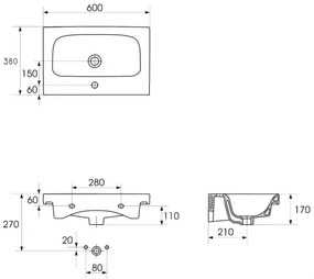 Cersanit S801-227-DSM - Závěsná koupelnová skříňka s umyvadlem MODUO SLIM bílá