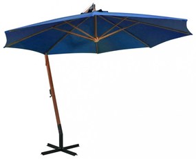 Závěsný slunečník s dřevěnou tyčí Ø 350 cm Dekorhome Modrá