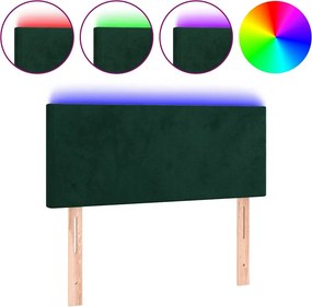 Čelo postele s LED tmavě zelené 80 x 5 x 78/88 cm samet 3121365