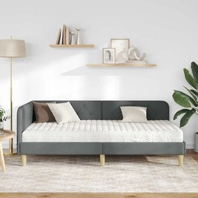 Rohový rám postele Tmavě šedá 90 x 200 cm textil 3394118