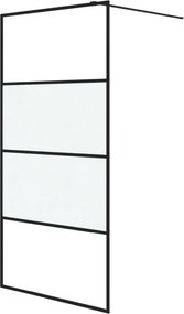 Sprchová zástěna walk-in černá 100x195 cm napůl mléčné ESG sklo 152127