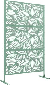Outsunny Zahradní Dělící Příčka s 3-Dílným Velkým Listovým Vzorem a Ocelovým Rámem - Zastřešovací Panel pro Terasu 122x45x198 cm Zelená | Aosom