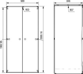 Velkokapacitní skříň s výsuvnými regály, 989 x 846 x 2000 mm, bříza