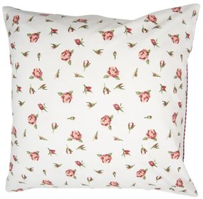 Bílý povlak na polštář s motivem růžiček Romantic Roses – 40x40 cm