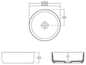 Isvea Isvea, INFINITY ROUND keramické umyvadlo na desku, průměr 36cm, černá mat, 10NF65036-2N