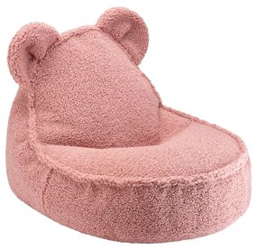 Růžový dětský sedací vak z textilie bouclé Bear – Wigiwama
