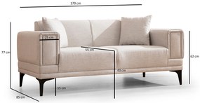 Hanah Home Dvoumístná pohovka HORIZON krémová 170 cm