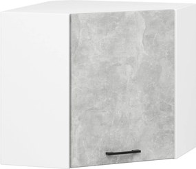 Rohová závěsná kuchyňská skříňka Olivia W60/60N bílá/beton