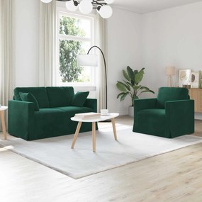 Set pohovek 2 ks Tmavě zelená samet 3407509