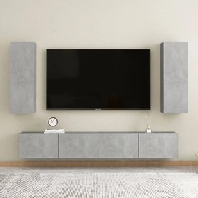 4dílný set TV skříněk betonově šedý kompozitní dřevo
