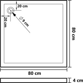 vidaXL Čtvercová sprchová vanička ABS 80 x 80 cm [148916] Barva: Černá