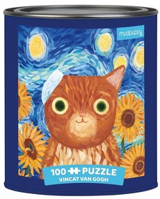 Mudpuppy Puzzle Vincent van Gogh umělecké kočky v plechovce 100 dílků