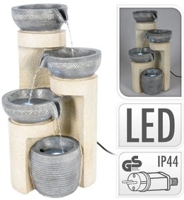 Zahradní fontána s osvětlením Sara, 28x24x49 cm, polistone, béžová