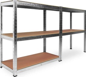 Sada 2 ks dílenských regálů Crown 90x180 cm stříbrná/hnědá