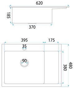 Kuchyňský nerezový dřez REA FIN 62 černý