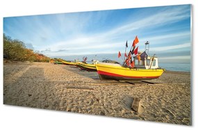 Obraz na skle Gdańsk Beach lodě sea 120x60 cm