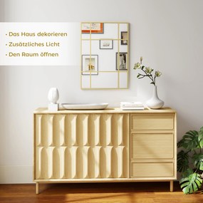 HOMCOM obdélníkové nástěnné zrcadlo, 70 × 50 cm — okénkový zlatý kovový rám