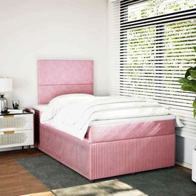 Box spring postel s matrací růžová 120x190 cm samet 3294585