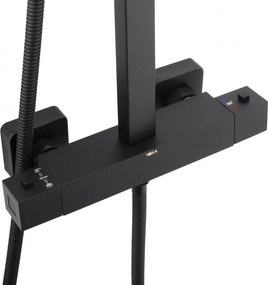 Erga Goba, sprchová souprava s termostatickou baterií a dešťovou hlavicí 30x30 cm, černá matná, ERG-YKA-BP.GOBA-THERM-30-BLK