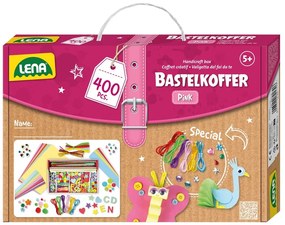 Lena Kreativní kufřík pro malé kutily, růžový 400 ks