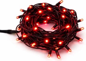 Easy Fix LED světelný řetěz, 5 m, venkovní, červený, 50 diod, černá kabel, IP67